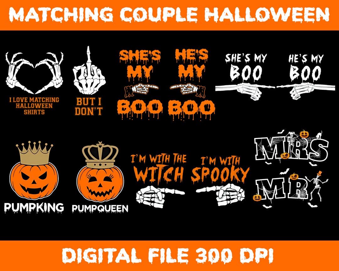 Matching Couples Halloween Bundle PNG, Funny Halloween Png, Spooky ...
