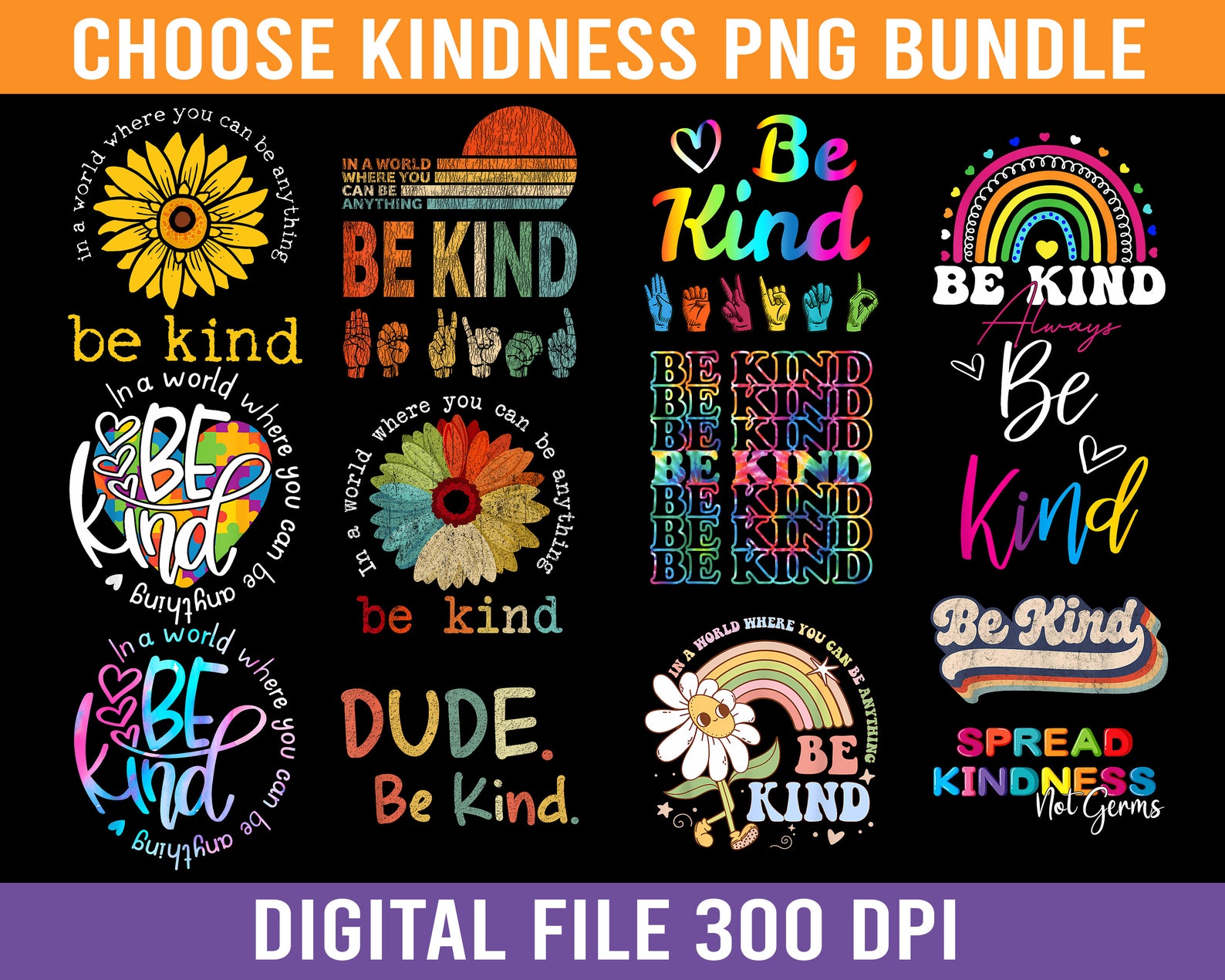 Choose Kindness PNG Bundle, Kindness Png, Inspirational Png ...