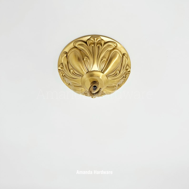 5.91in Brass Floral Relief Canopy With Removable Hook for Hanging ...