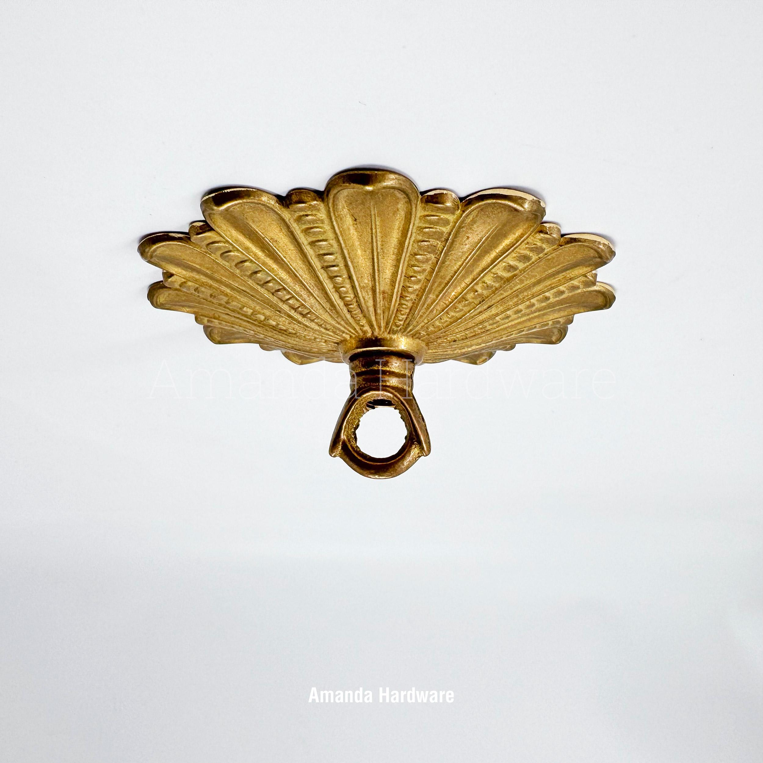 Ornate Brass Ceiling Hook With Decorative Rosette Cover – Vintage Style ...