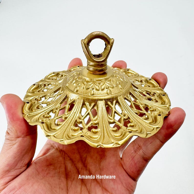 4.65in Floral Brass Wind Chime Hanger Top - Boho Bobeche Sun Catcher ...