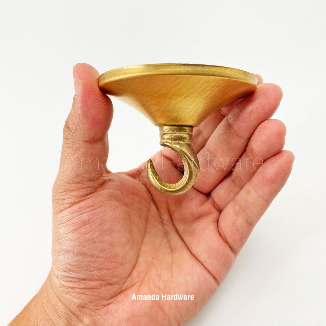 2.75in (70mm) Brass Short Cone Ceiling Hook for Hanging Planters, Wind ...