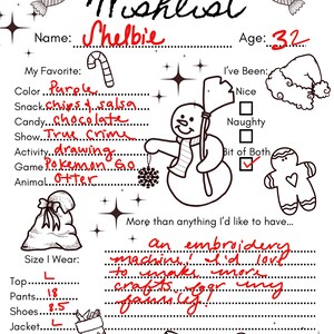 Christmas Wishlist Questionnaire - Etsy