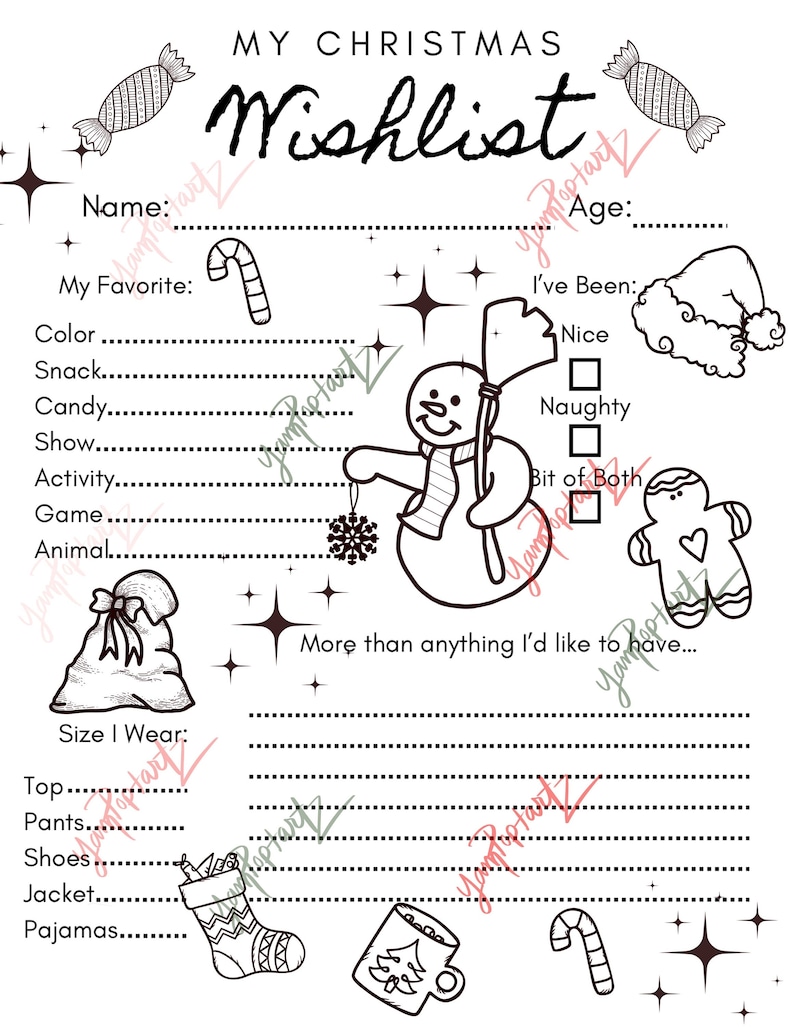 Christmas Wishlist Questionnaire - Etsy