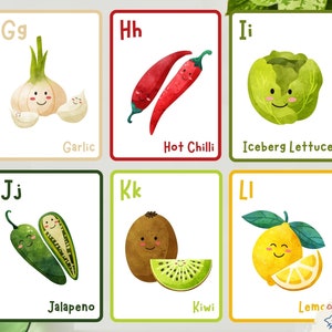 Printable Fruit Vegetable Alphabet Flash Cards, Classroom Decor ...