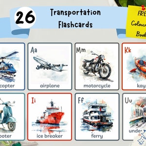 Printable Transportation Alphabet Flashcards, Classroom Decor, Toddlers ...