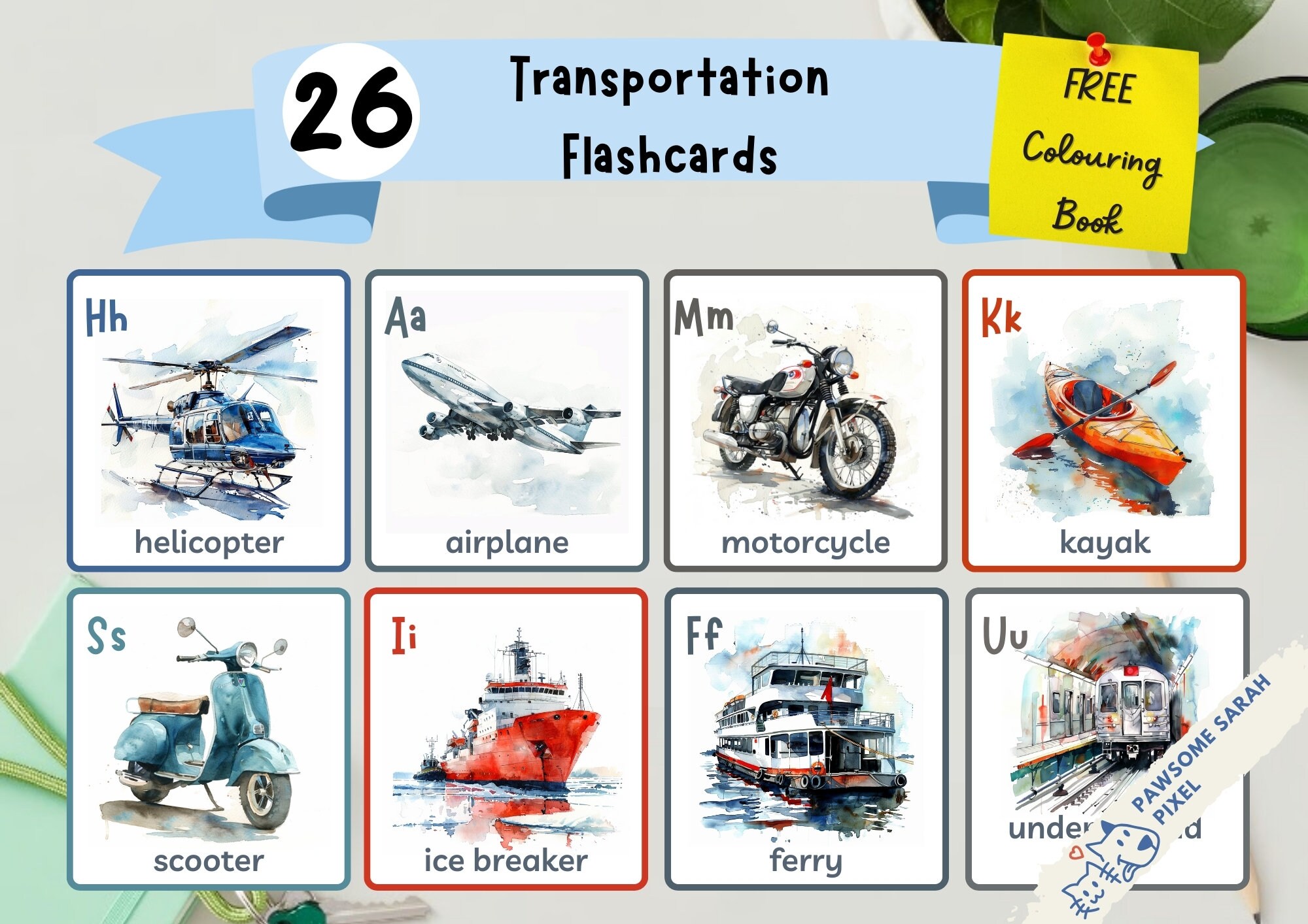 Printable Transportation Alphabet Flashcards, Classroom Decor, Toddlers ...