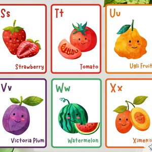 Printable Fruit Vegetable Alphabet Flash Cards, Classroom Decor ...
