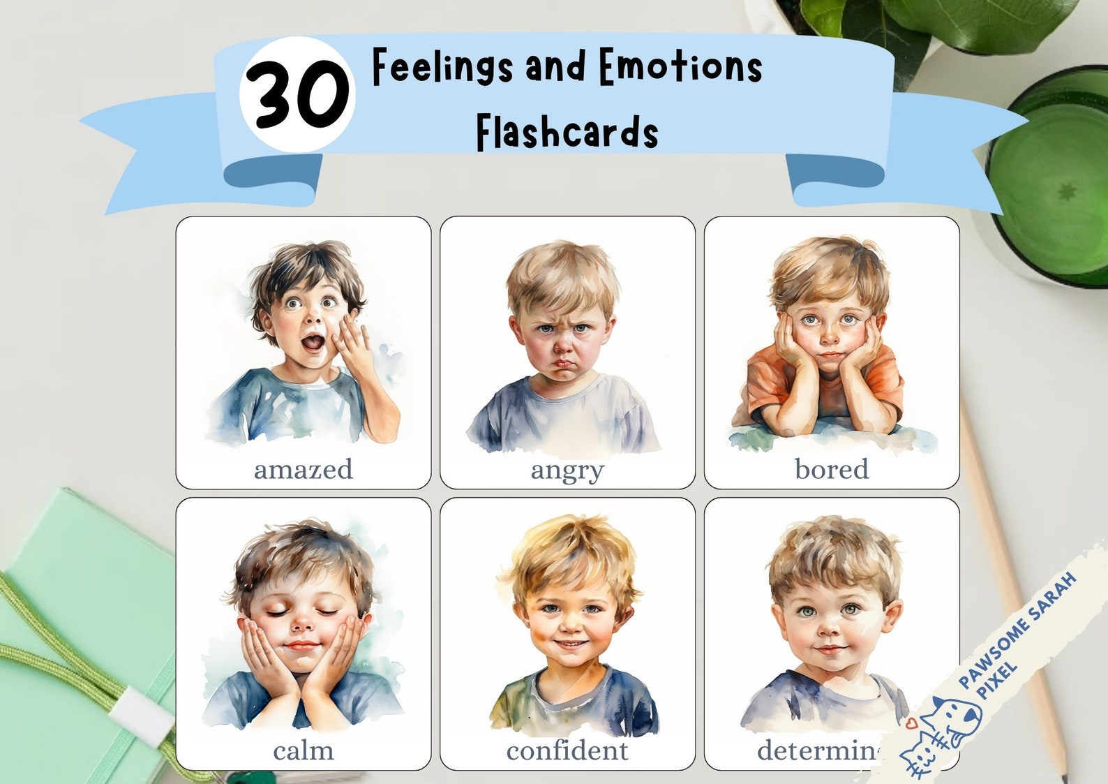Feelings Flash Cards, Emotions Chart, Montessori Materials, Homeschool ...