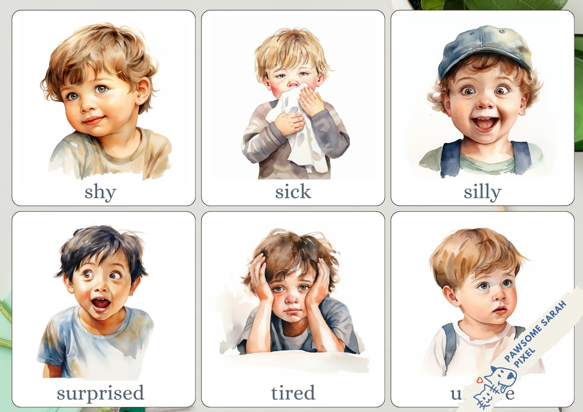 Feelings Flash Cards, Emotions Chart, Montessori Materials, Homeschool ...