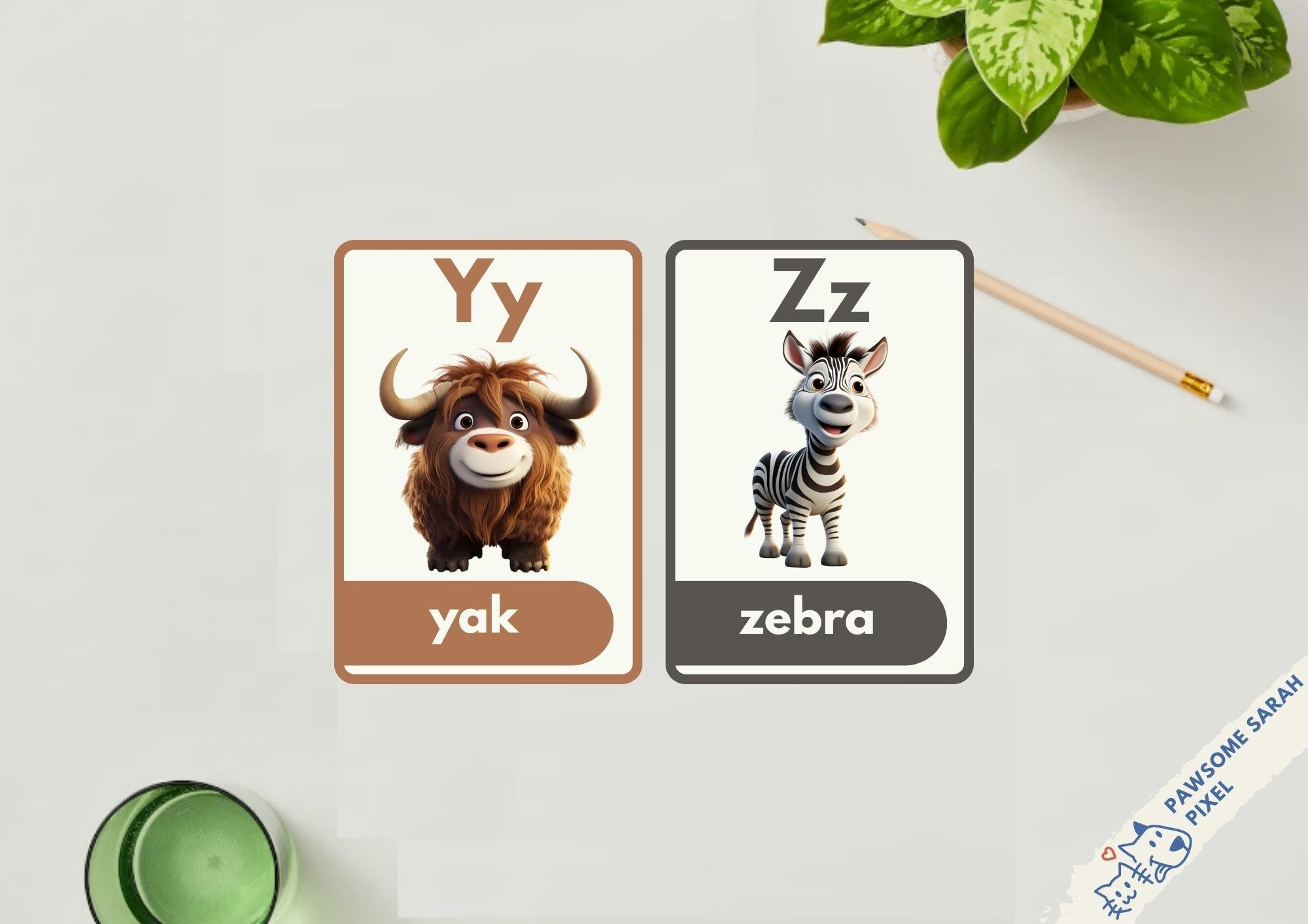 Printable Animals Alphabet Flash Cards, Classroom Decor, Toddlers ...