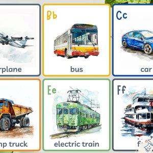 Printable Transportation Alphabet Flashcards, Classroom Decor, Toddlers ...
