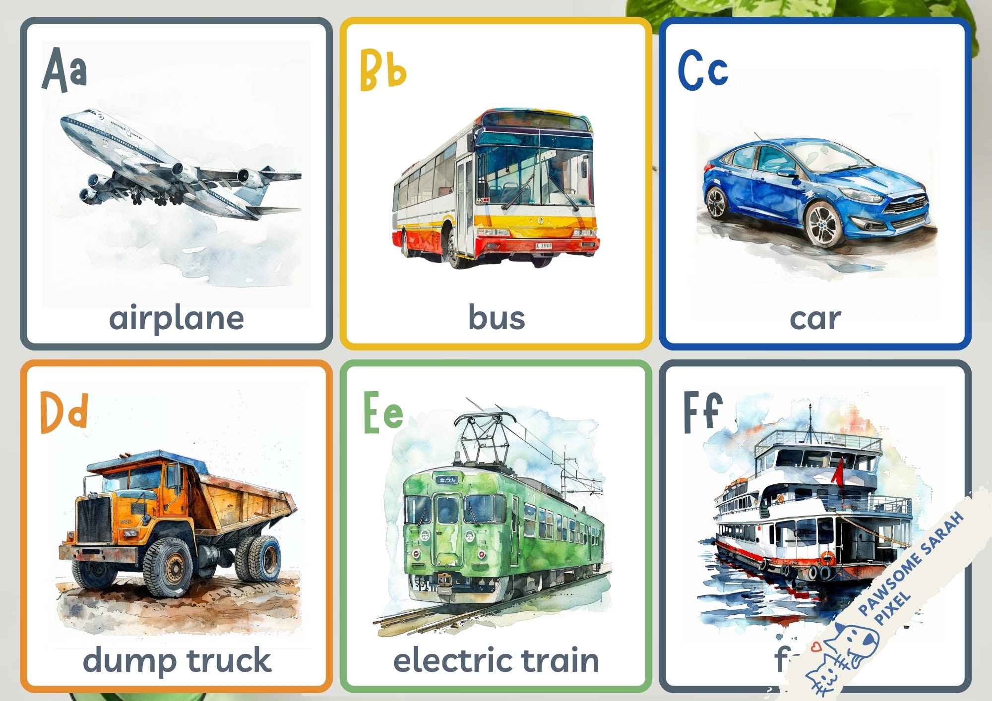 Printable Transportation Alphabet Flashcards, Classroom Decor, Toddlers ...