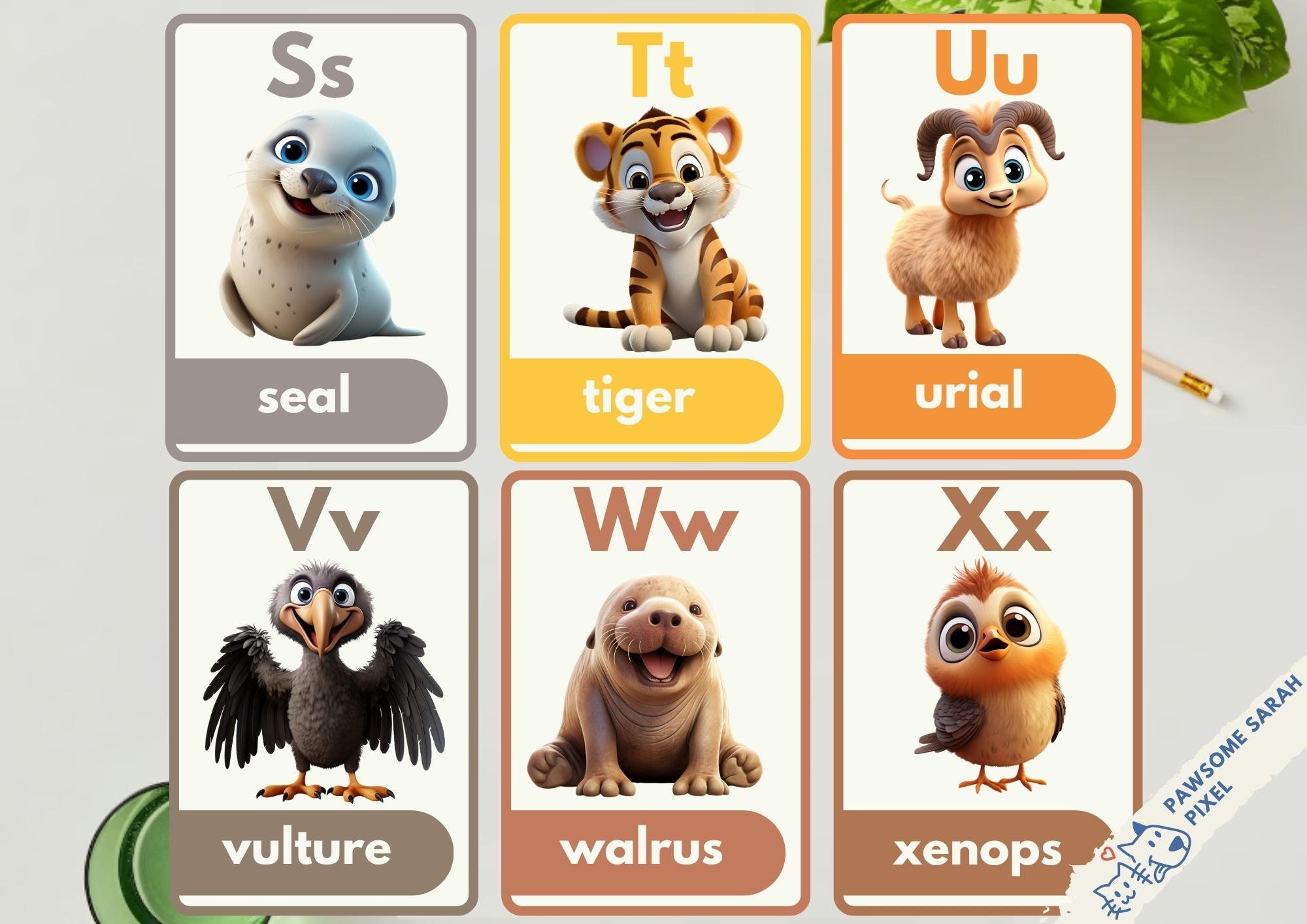 Printable Animals Alphabet Flash Cards, Classroom Decor, Toddlers ...