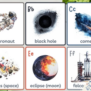 Printable Space Alphabet Flashcards, Classroom Decor, Toddlers ...