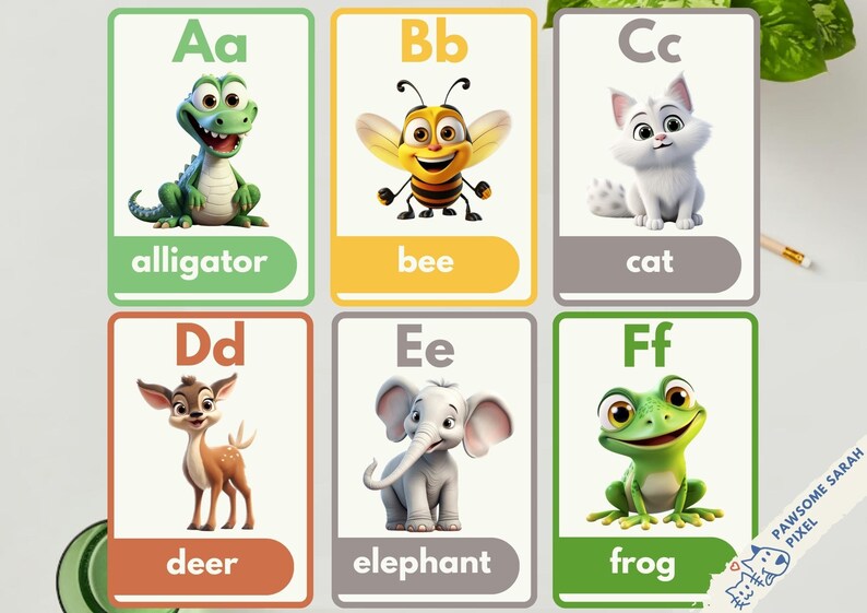 Printable Animals Alphabet Flash Cards, Classroom Decor, Toddlers ...