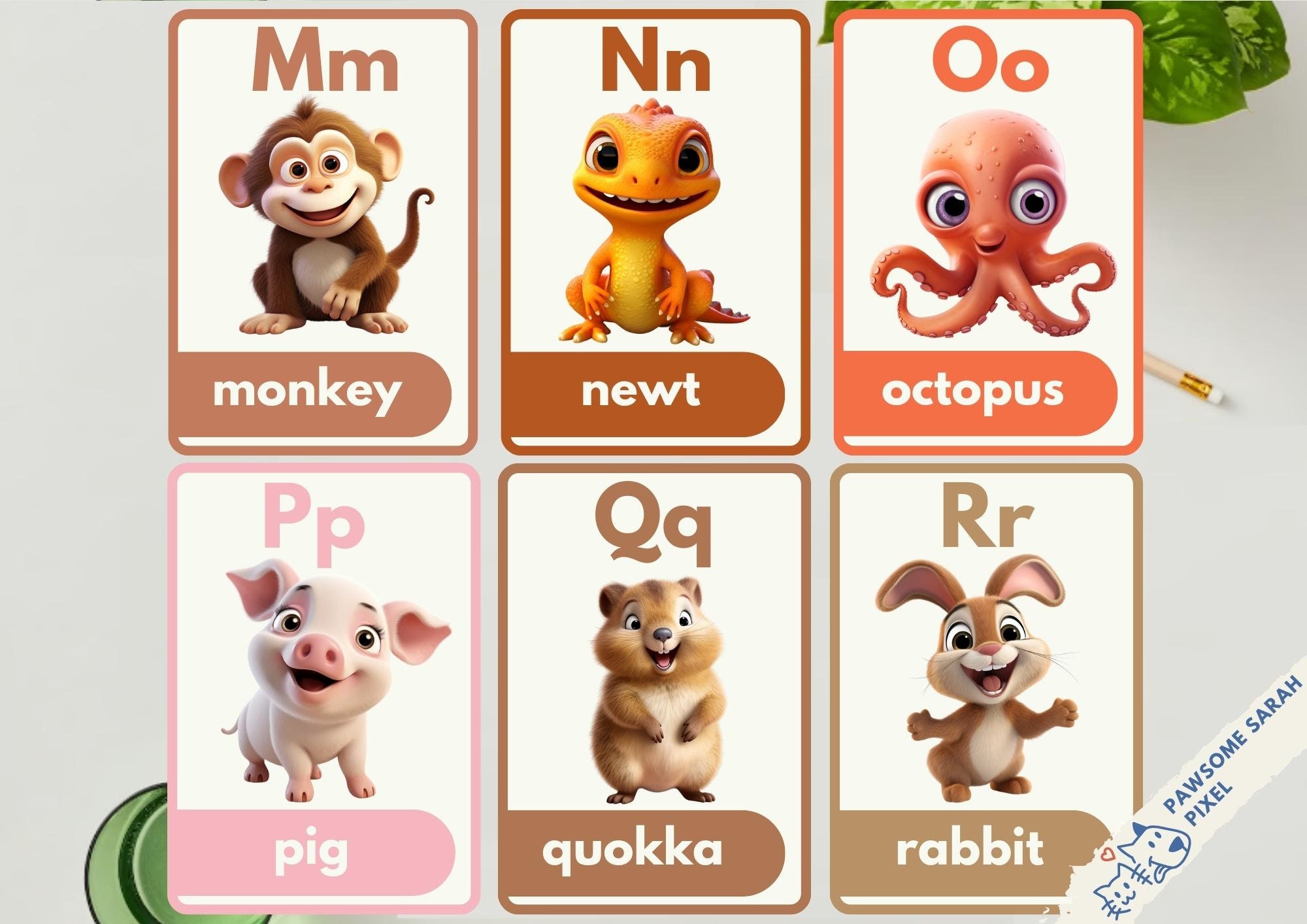 Printable Animals Alphabet Flash Cards, Classroom Decor, Toddlers ...