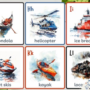 Printable Transportation Alphabet Flashcards, Classroom Decor, Toddlers ...