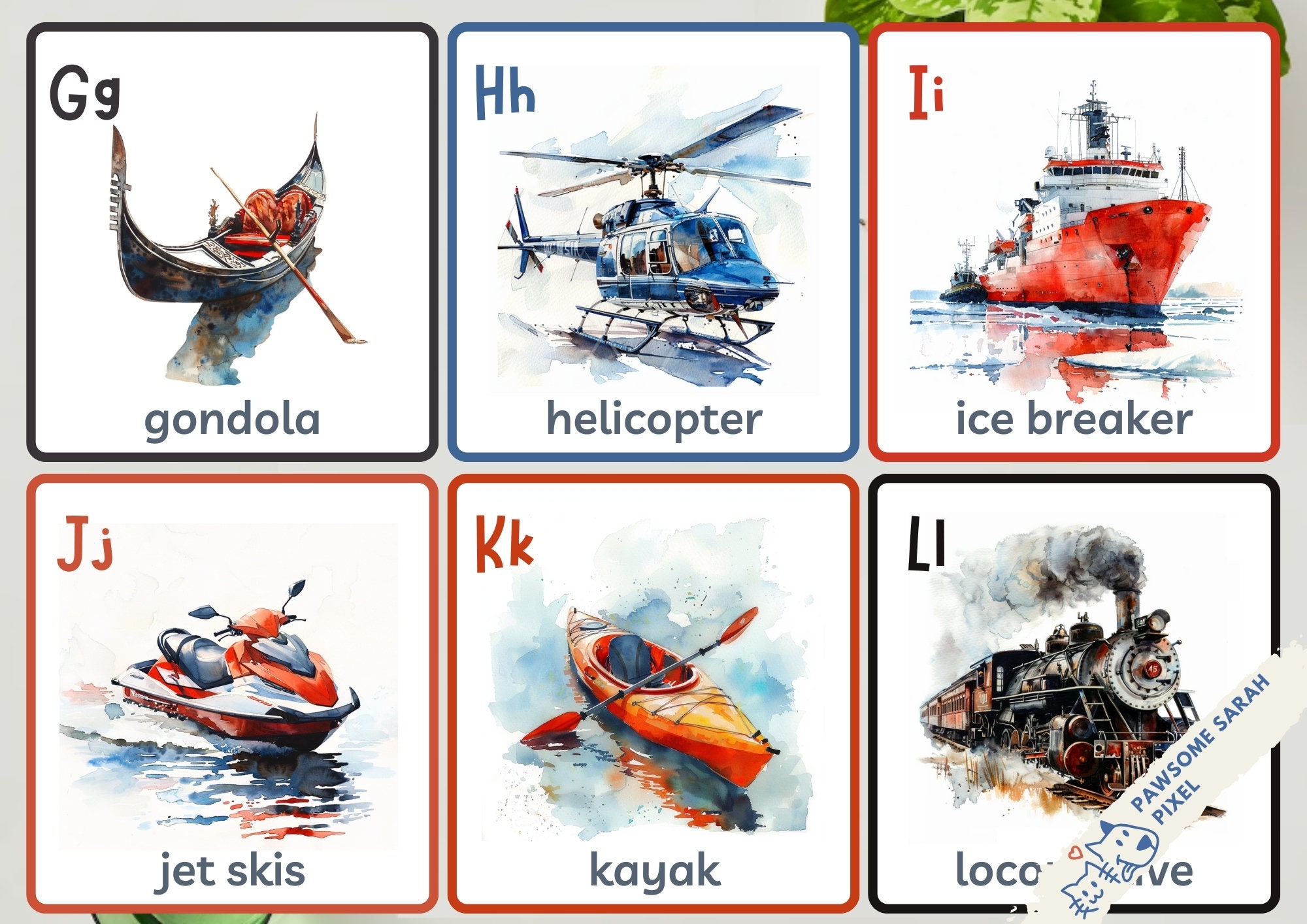 Printable Transportation Alphabet Flashcards, Classroom Decor, Toddlers ...