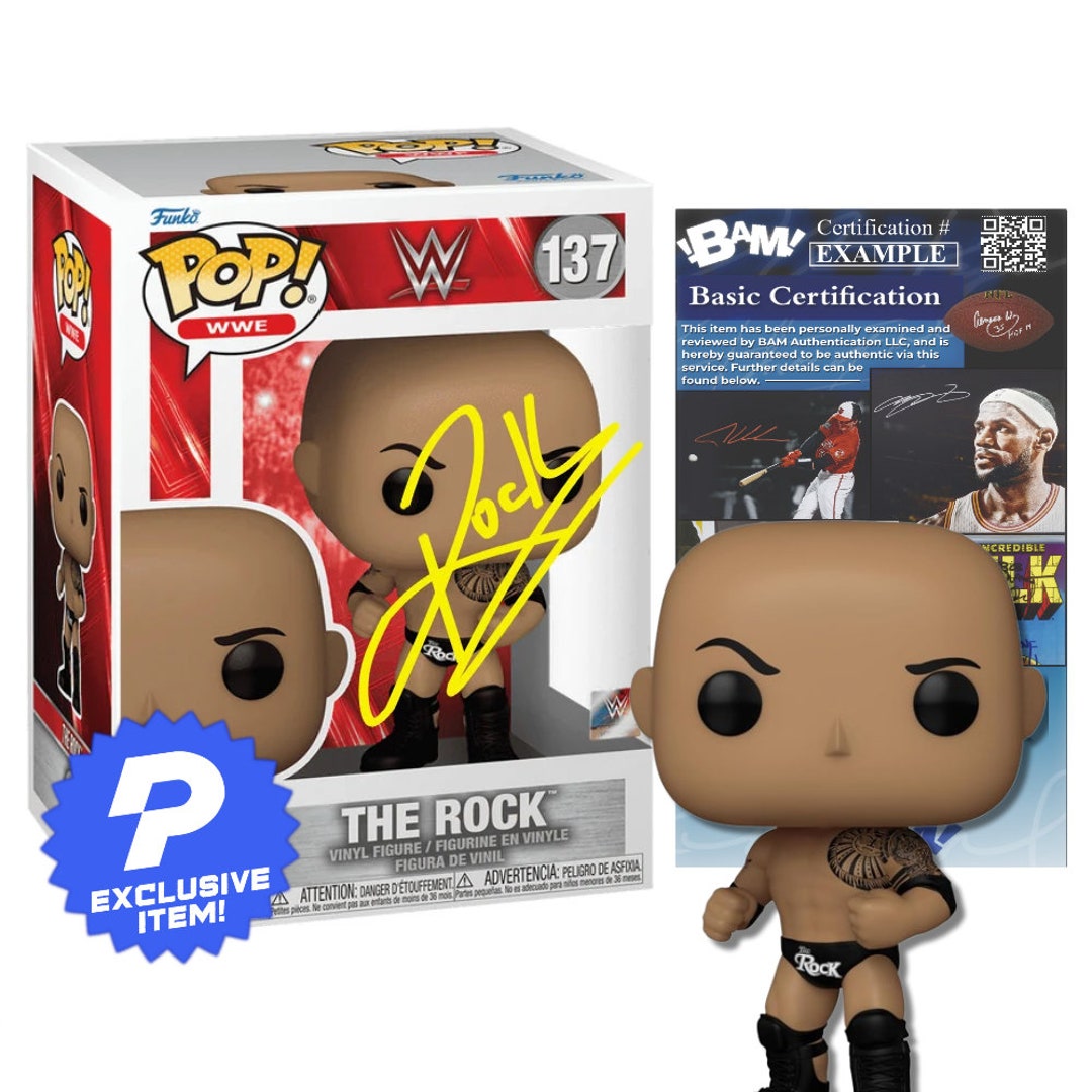Dwyane the Rock Johnson Autographed Funko Pop the Rock WWE Signature ...