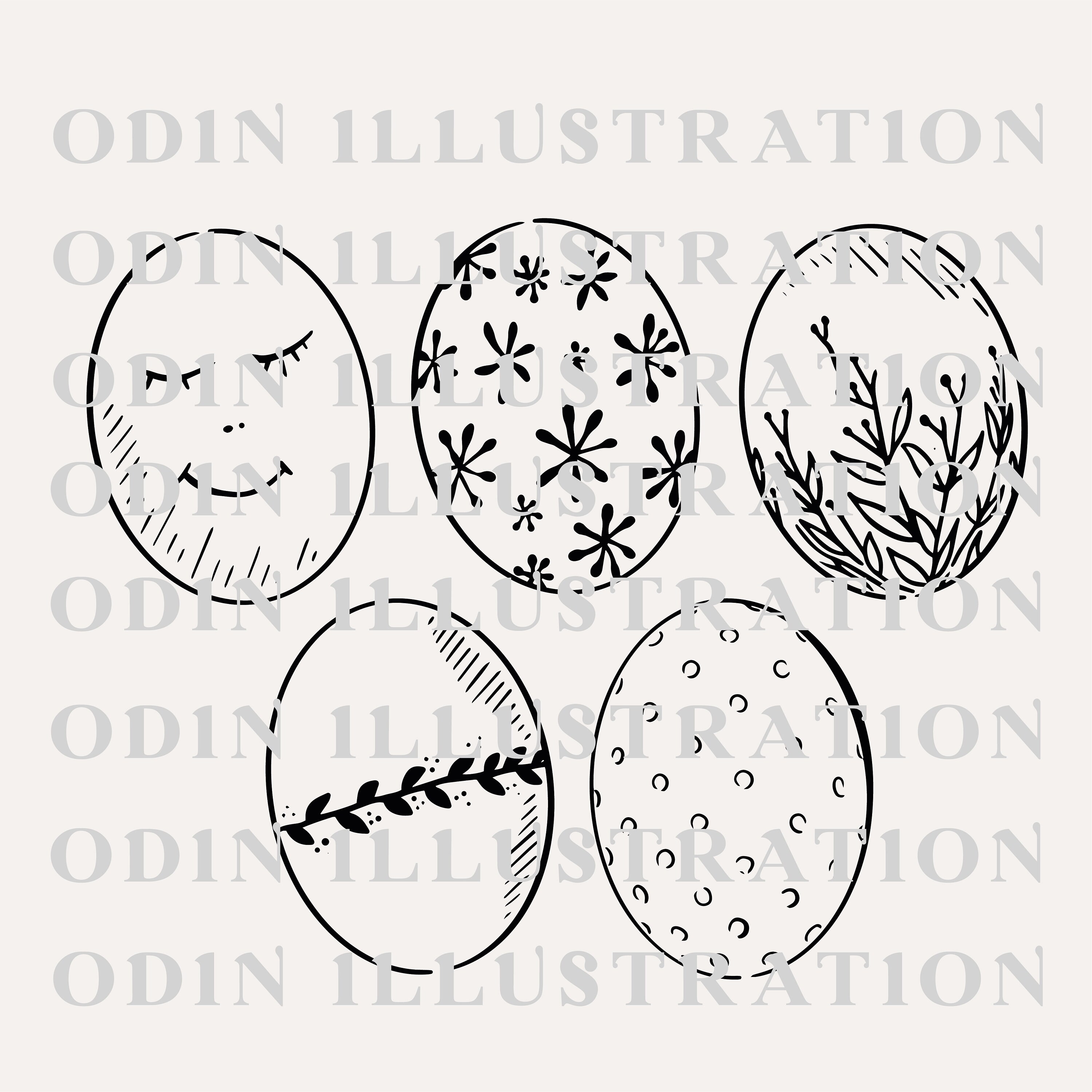 Easter Eggs Clipart, Black and White Instant Download for Commercial ...