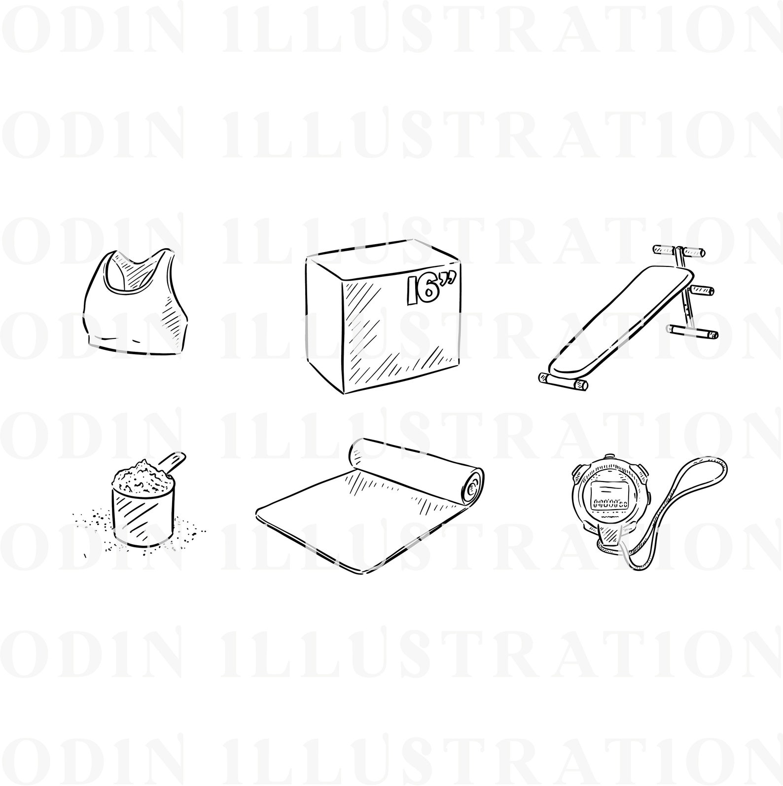 Gym and Fitness Clipart, 30 Png Svg, Dxf Eps Files, Vector, Line Drawn ...