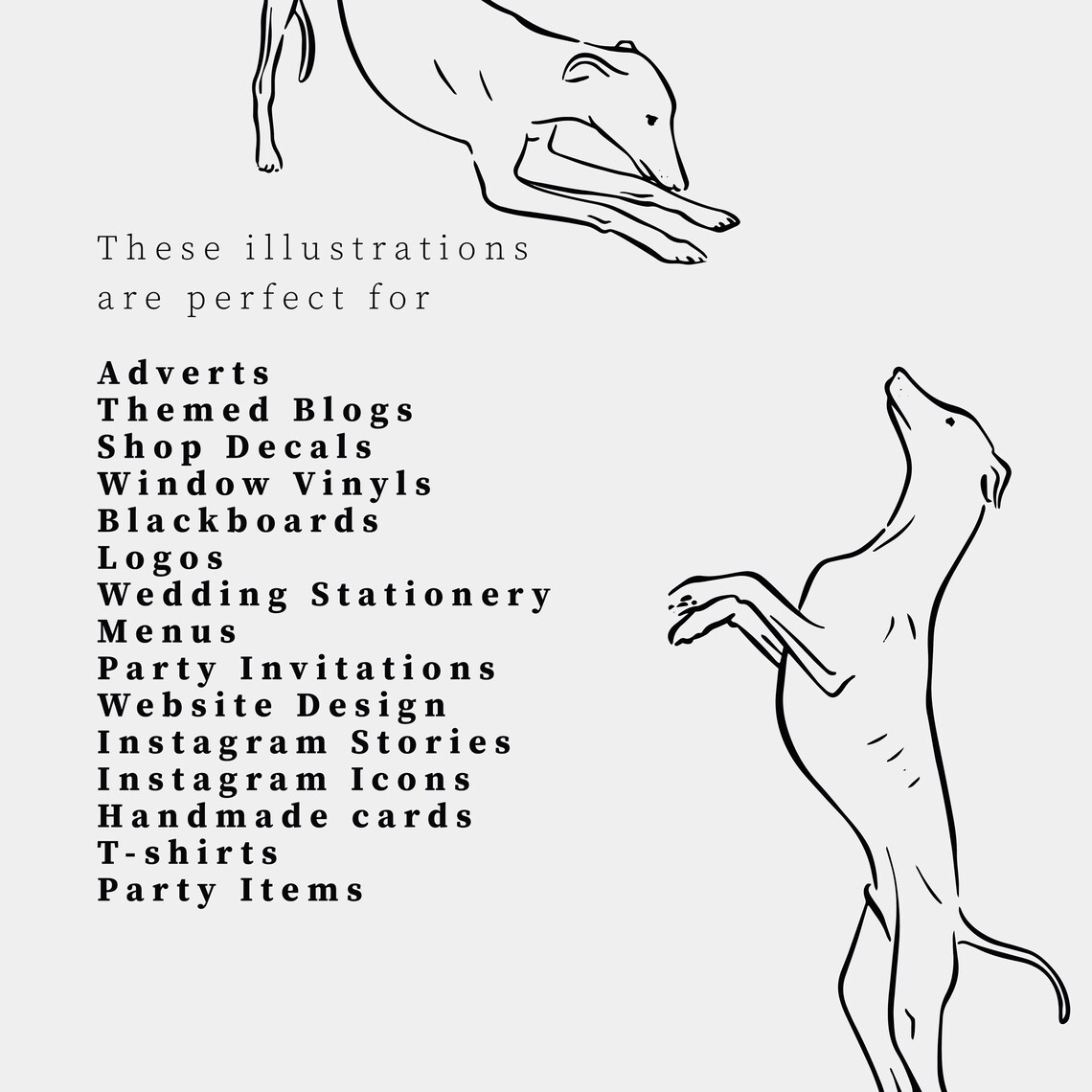 Hand Drawn Whippet Clipart, Greyhound Drawings, Printable Signthound ...