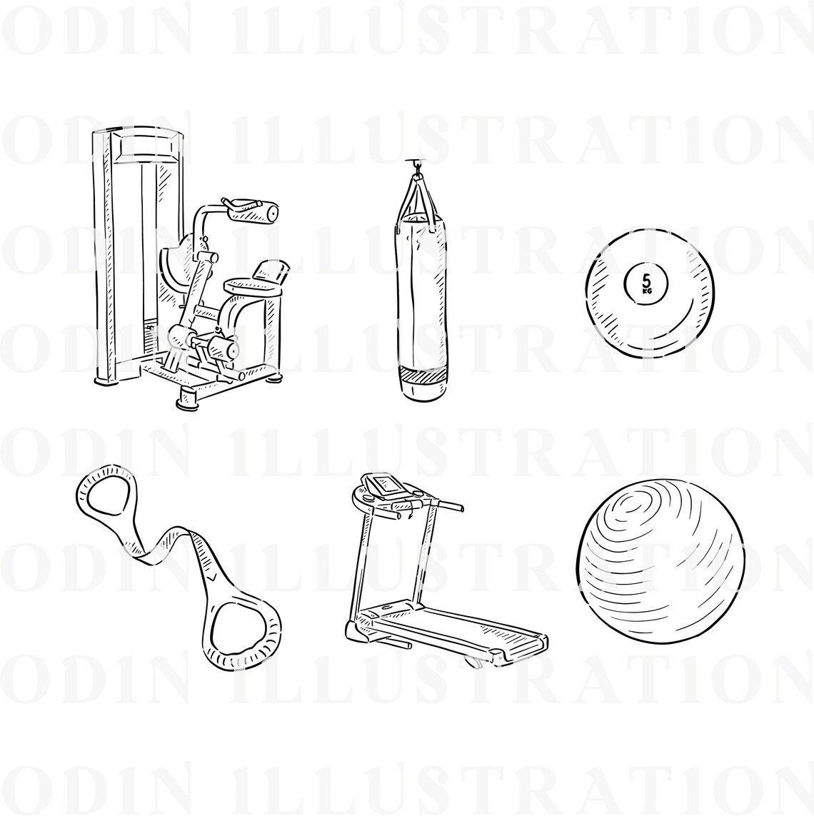 Gym and Fitness Clipart, 30 Png Svg, Dxf Eps Files, Vector, Line Drawn ...