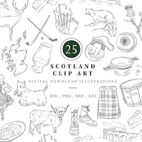 Scotland SVG Vector Graphic Bundle: Skyline, Bagpipes, Thistle (digital ...