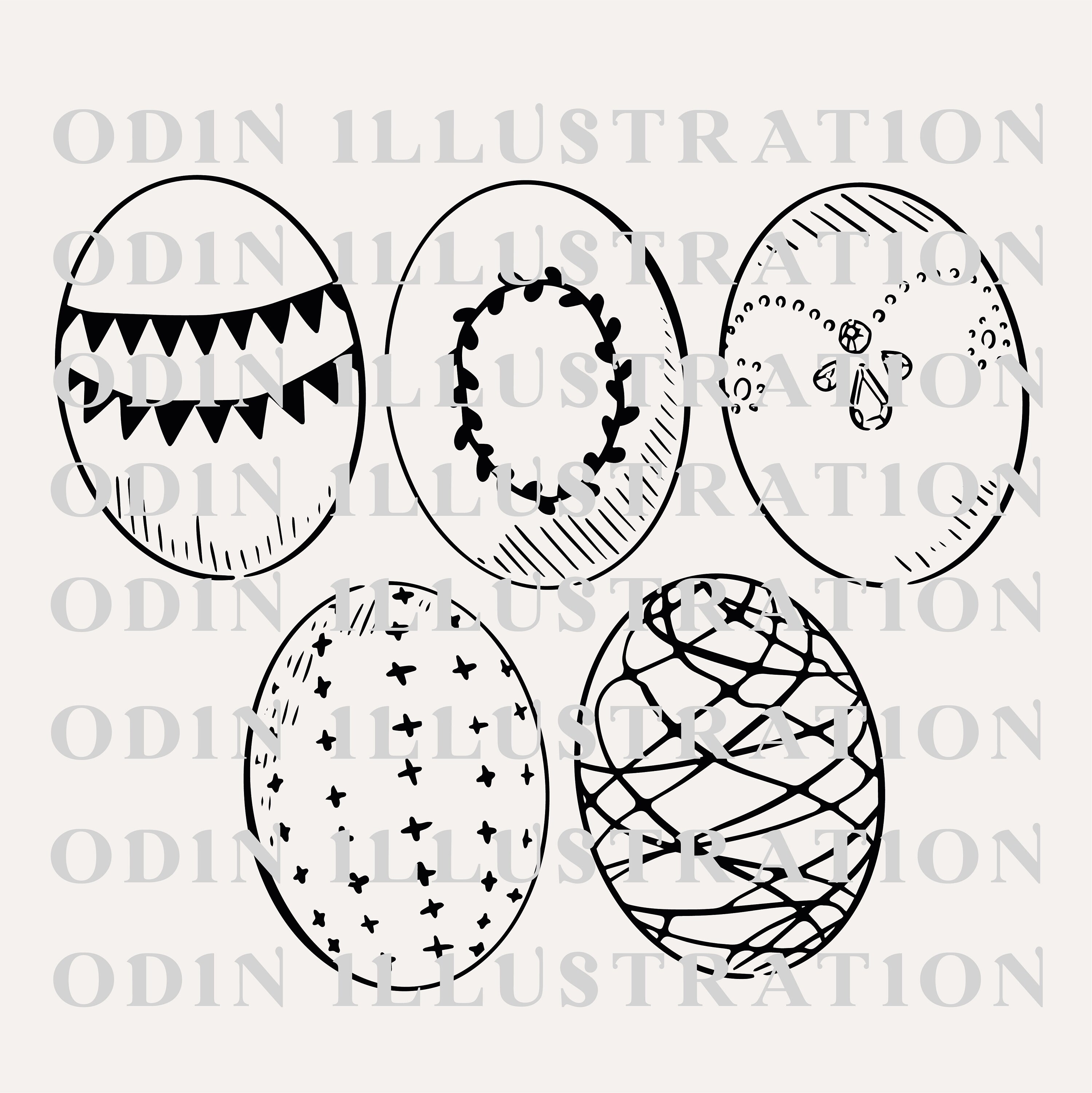 Easter Eggs Clipart Black and White Instant Download for - Etsy