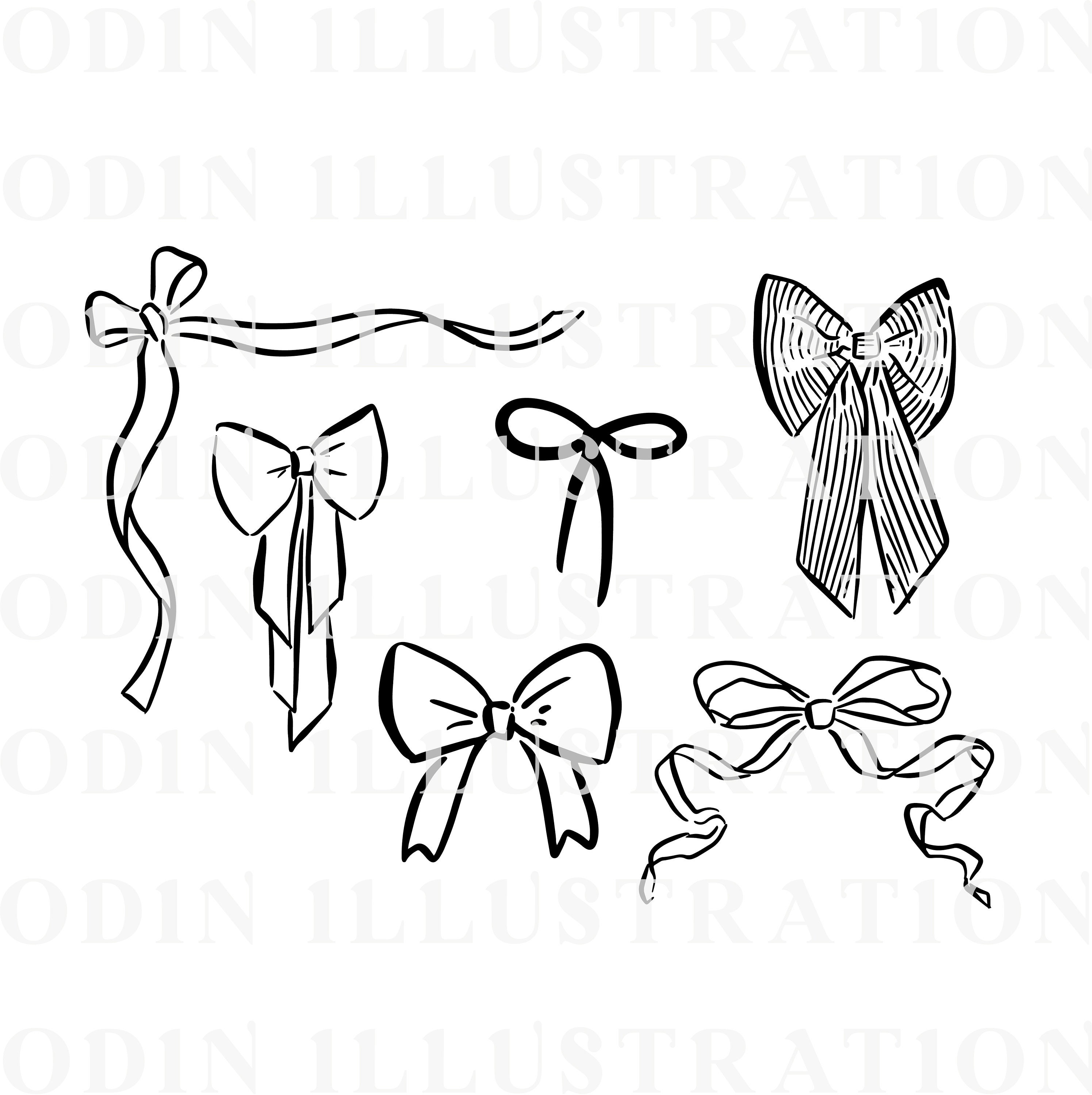 Wedding Bow Illustrations, Digital Download, Line Drawn Clip Art, DIY ...