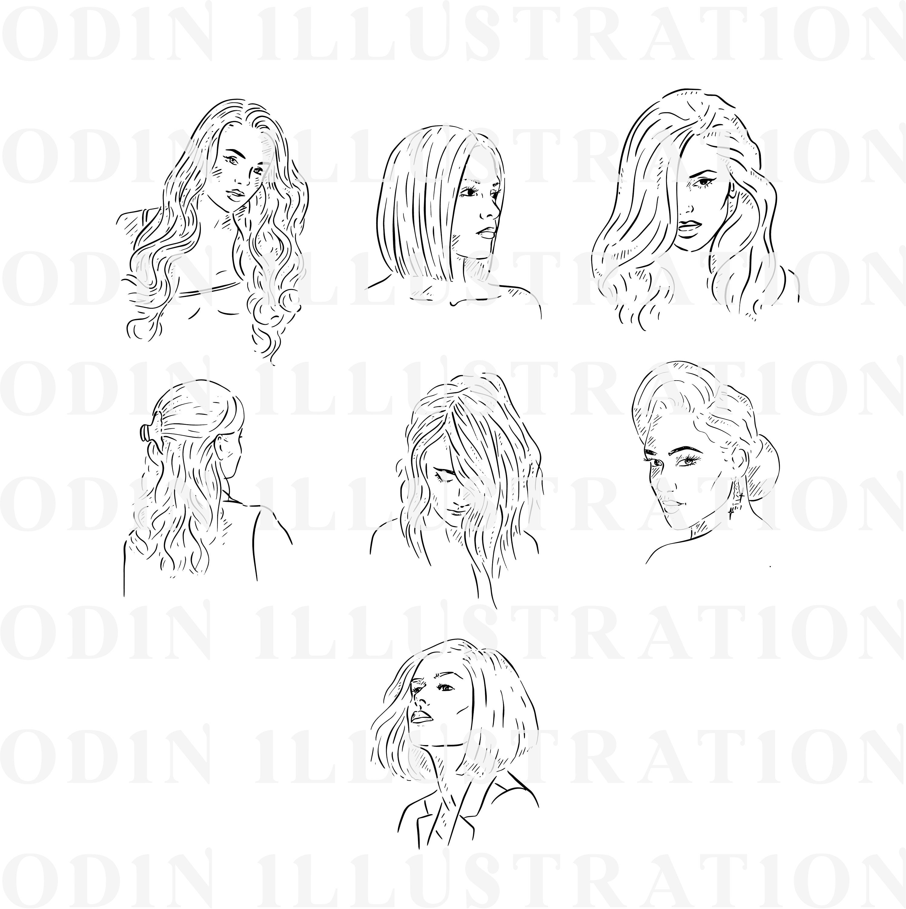 Hair Salon Illustration Bundle, Hairdresser Digital Download, Line ...