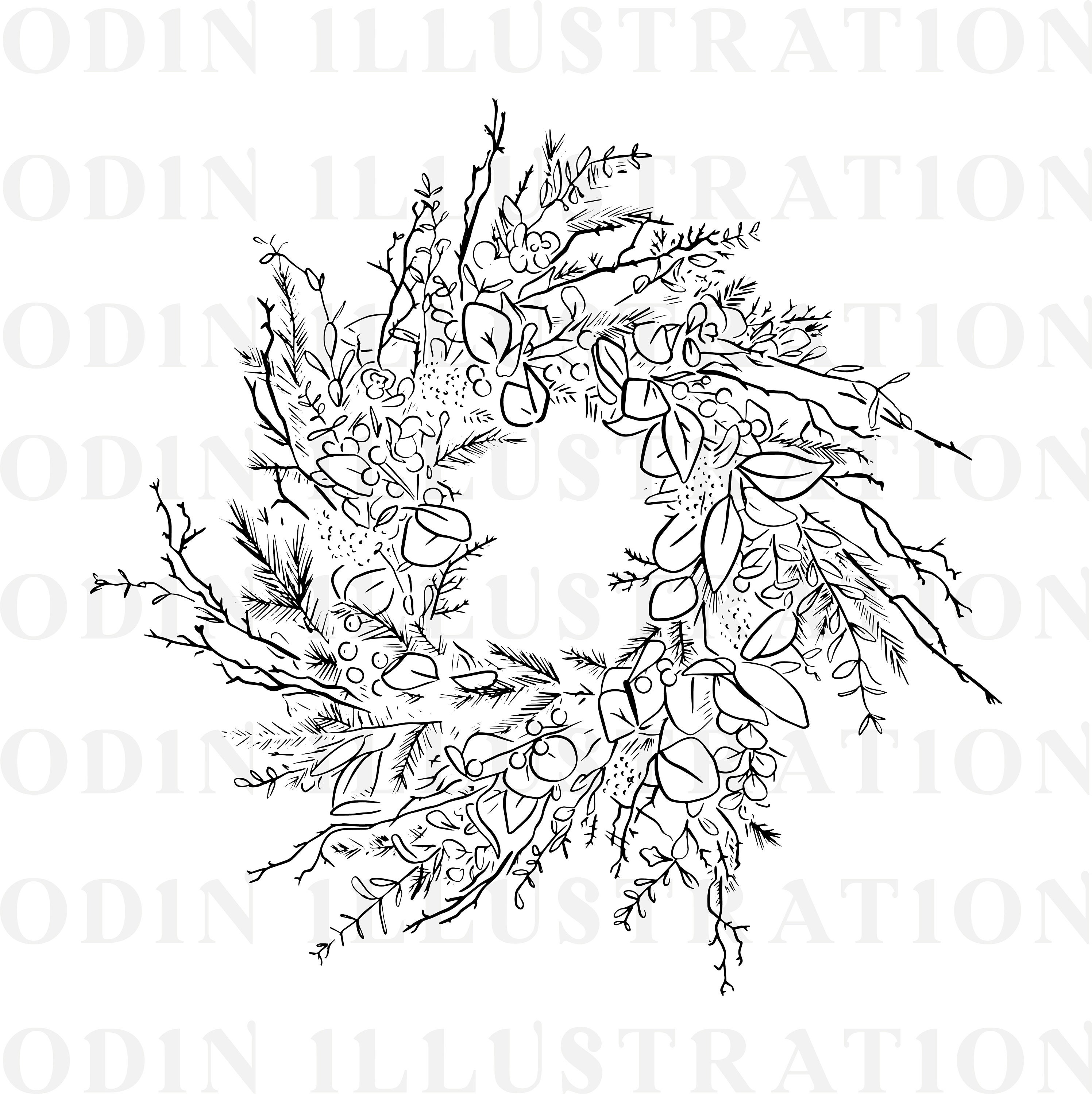 Wreath Clipart, Hand Drawn Wreath, SVG File, Instant Digital Download ...