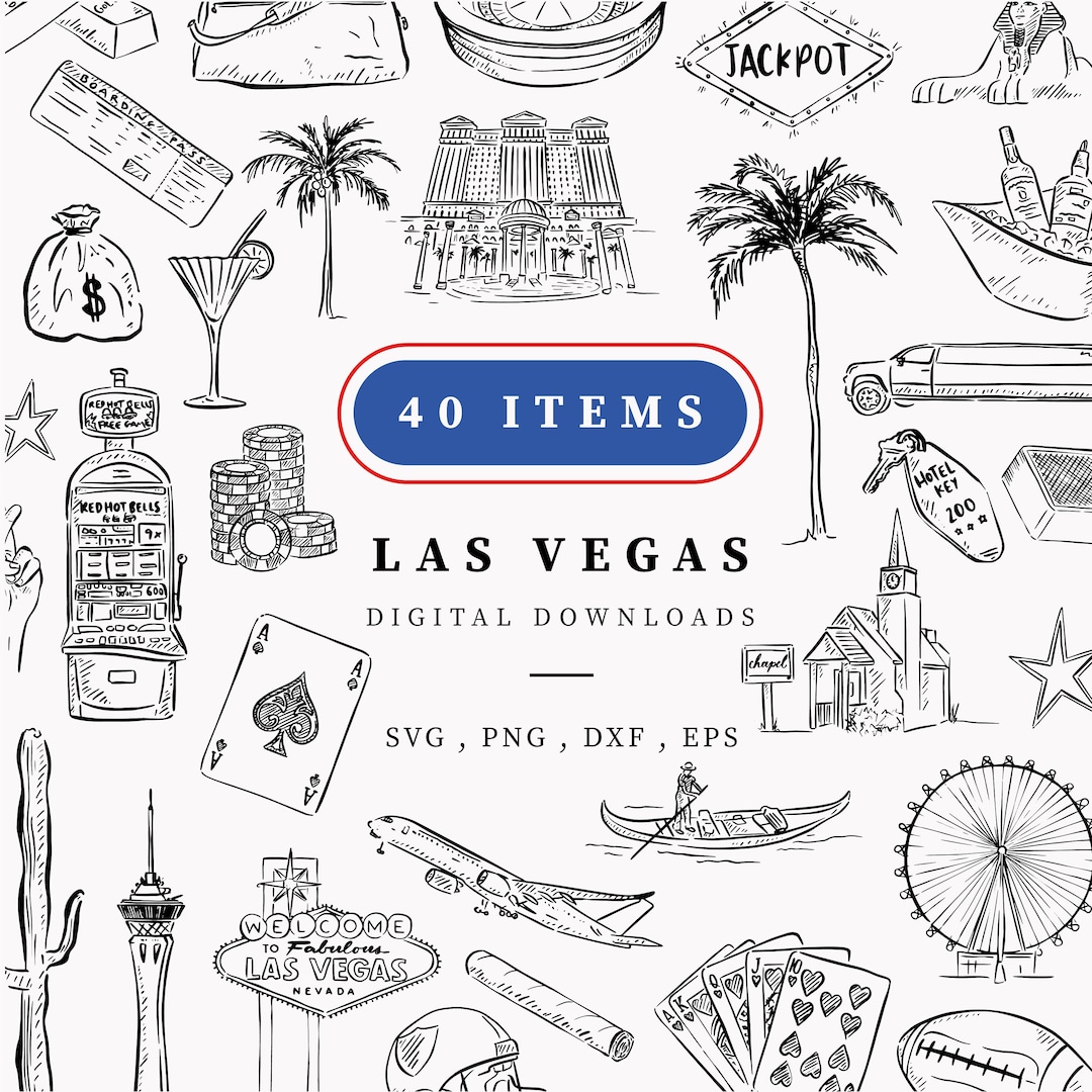 Las Vegas Vector Icons, USA Digital Download Illustrations, Grand ...