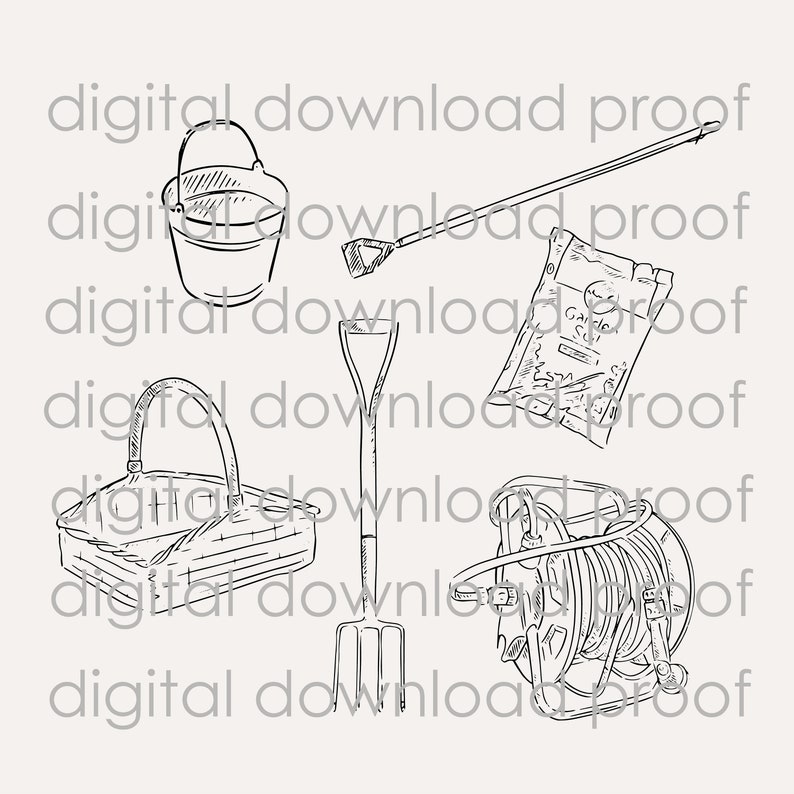 Gardening Clipart Garden Digital Downloads Png Svg Dxf & - Etsy