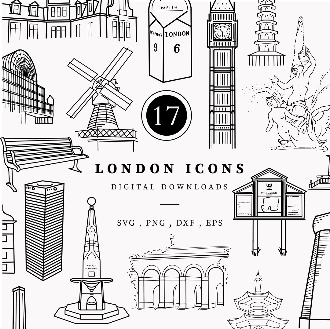London Landmarks Digital Download, Instant Download Line Drawing ...