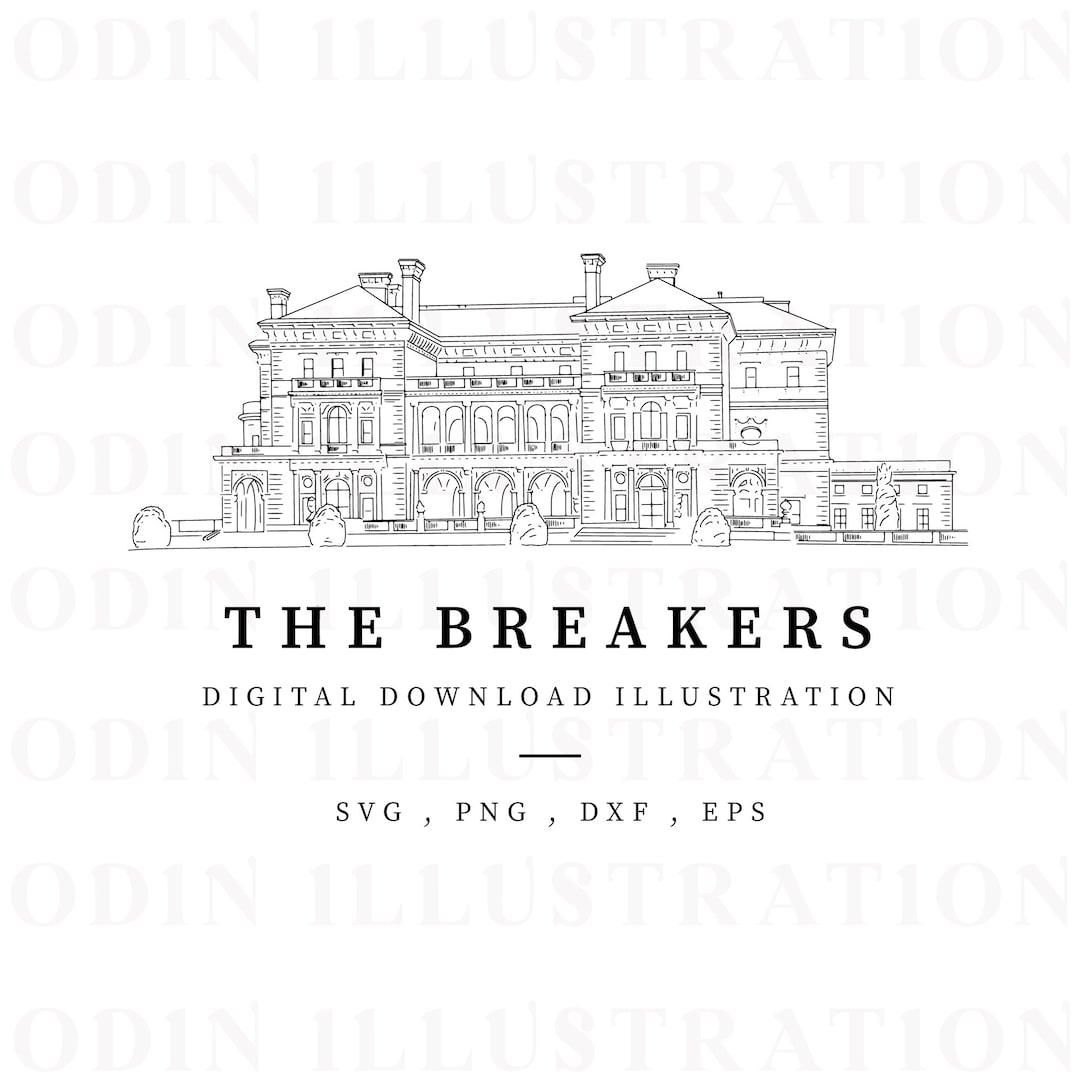 The Breakers Clipart, USA Mansion Illustration, Instant Download Line ...