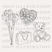 Valentines Day Illustrations, Digital Download, Line Drawn Clipart, DIY ...