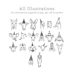 Party Farm Animals Digital Clip Art, Illustration Downloads, 20 Png ...
