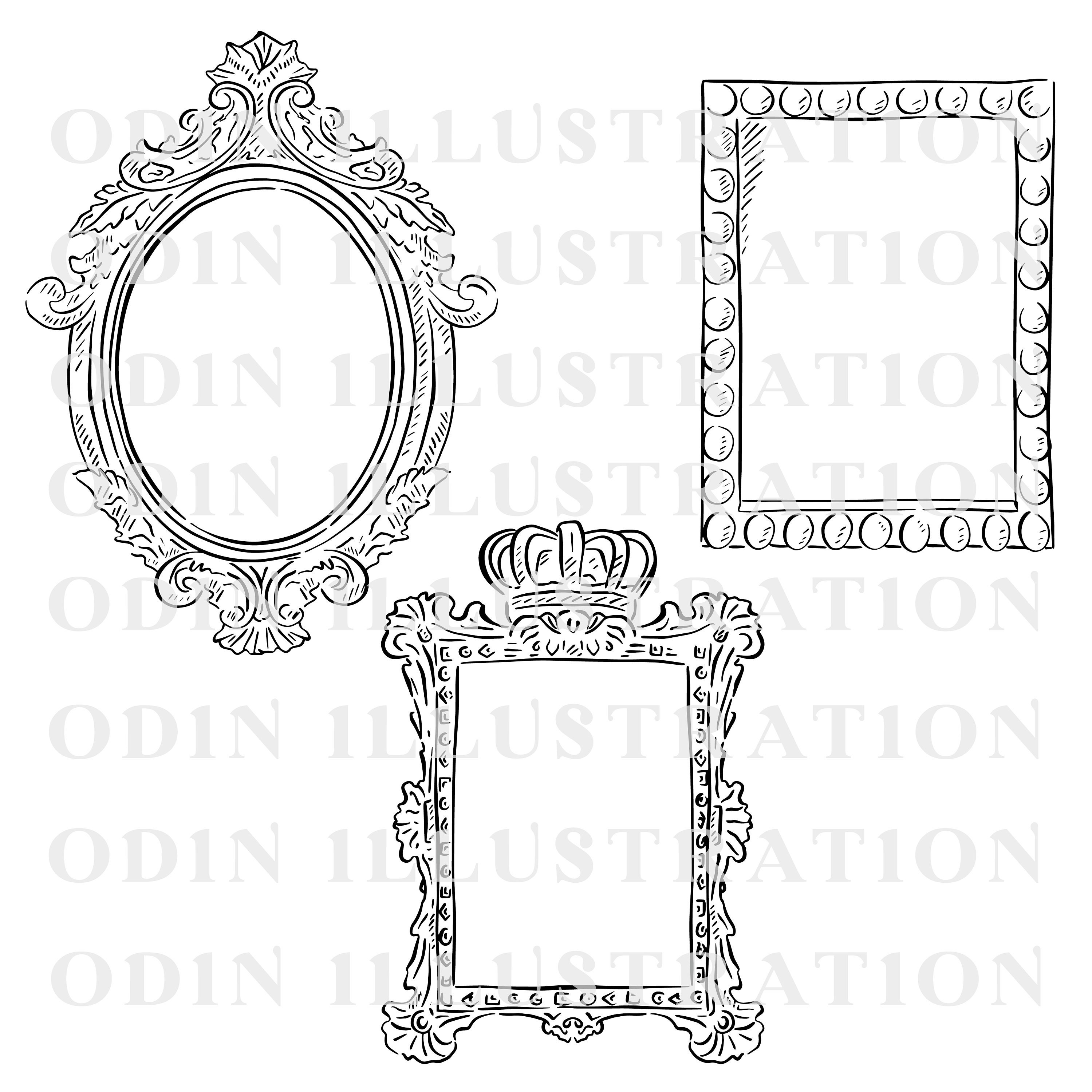 Vintage Frames Clipart, Hand Drawn Frames Clipart, Border Clip Art ...