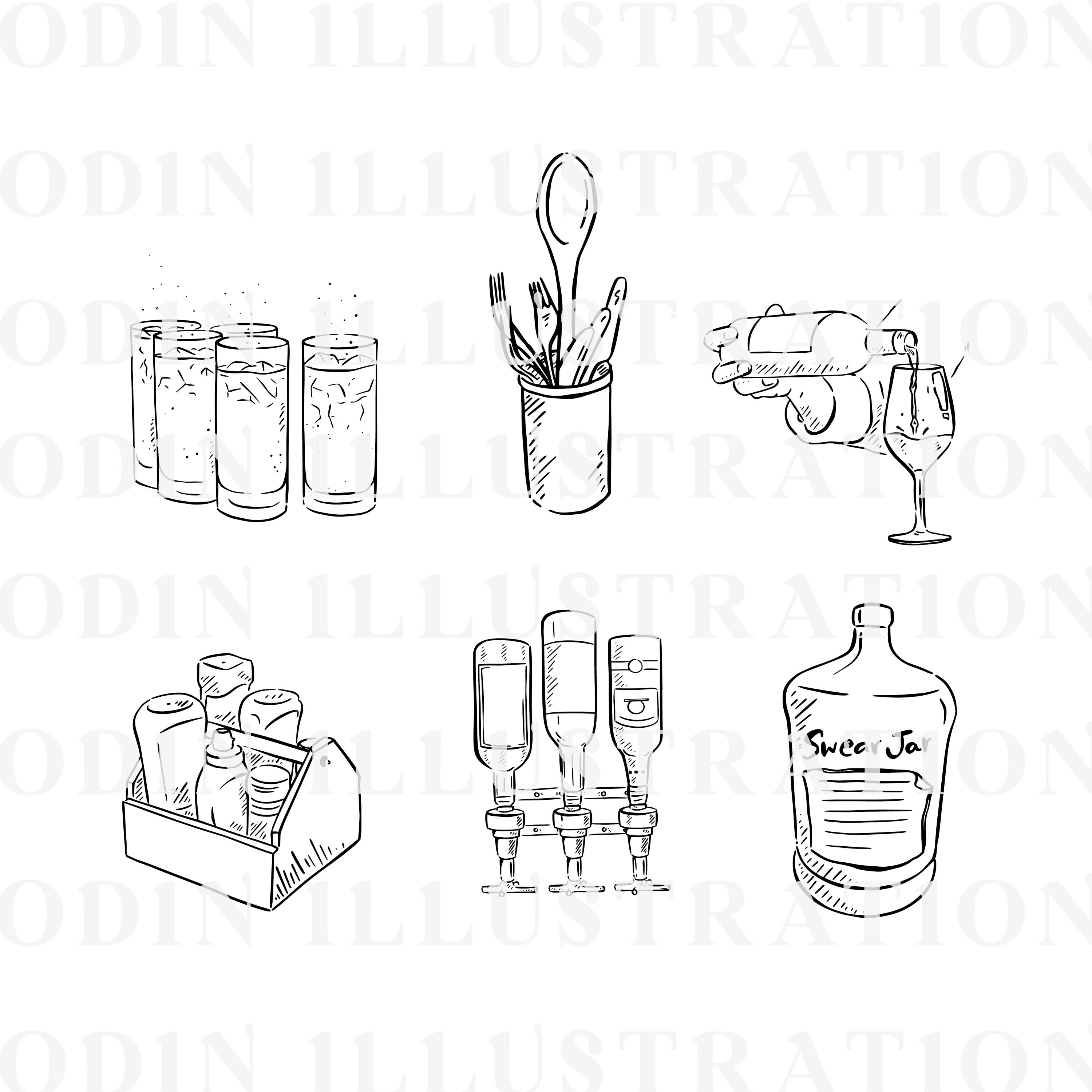 Brewery Clip Art, Pub and Bar Line Drawn Clipart, Food and Drink Png ...