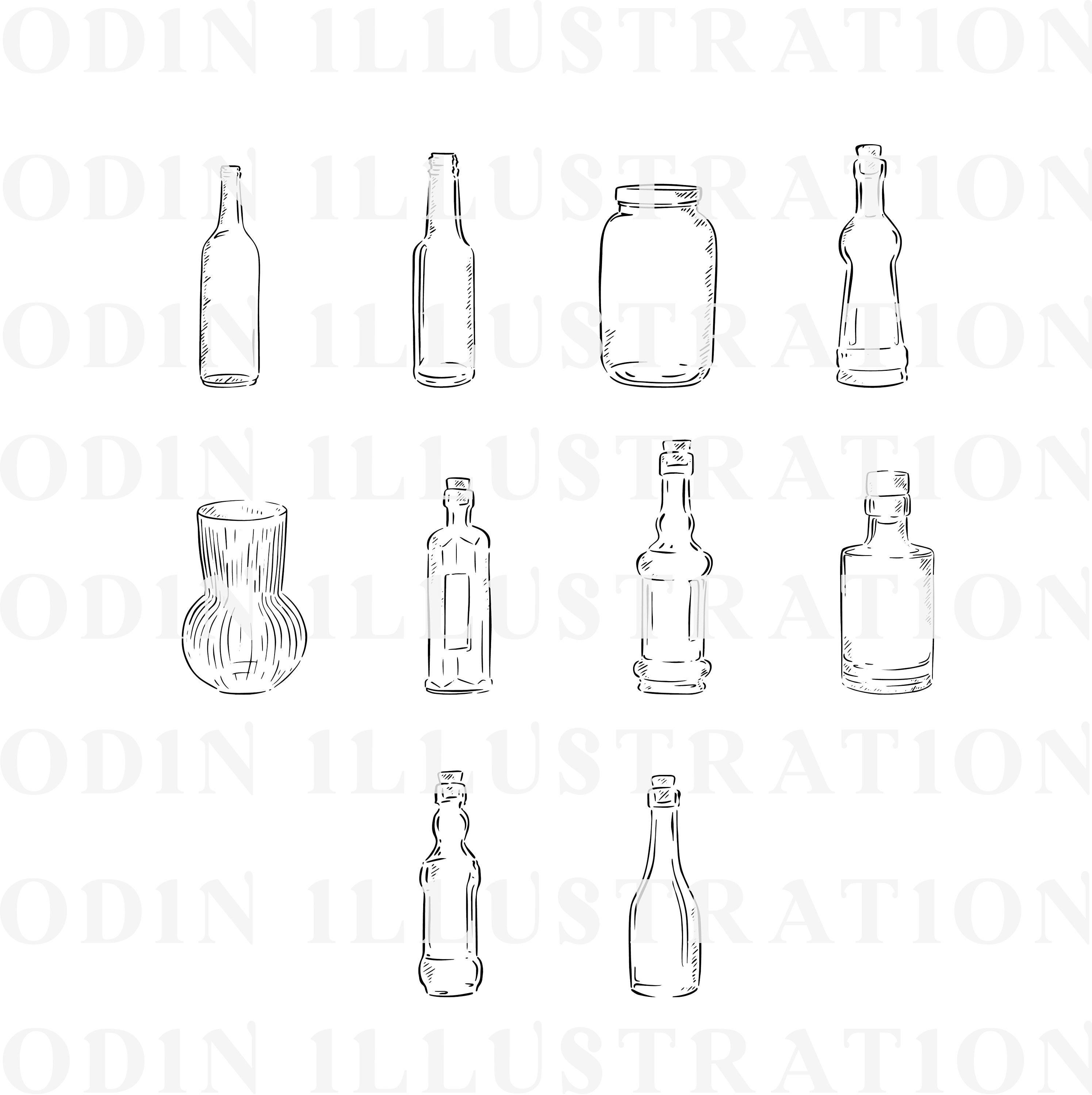 Jars, Bottles and Vessels Elements, 40 Png Svg Clipart Designs, Instant ...