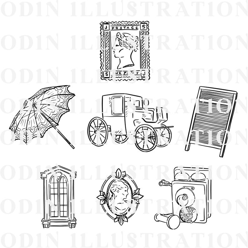 Victorian Clipart Bundle, Vintage SVG Art, Digital Download, Antique ...