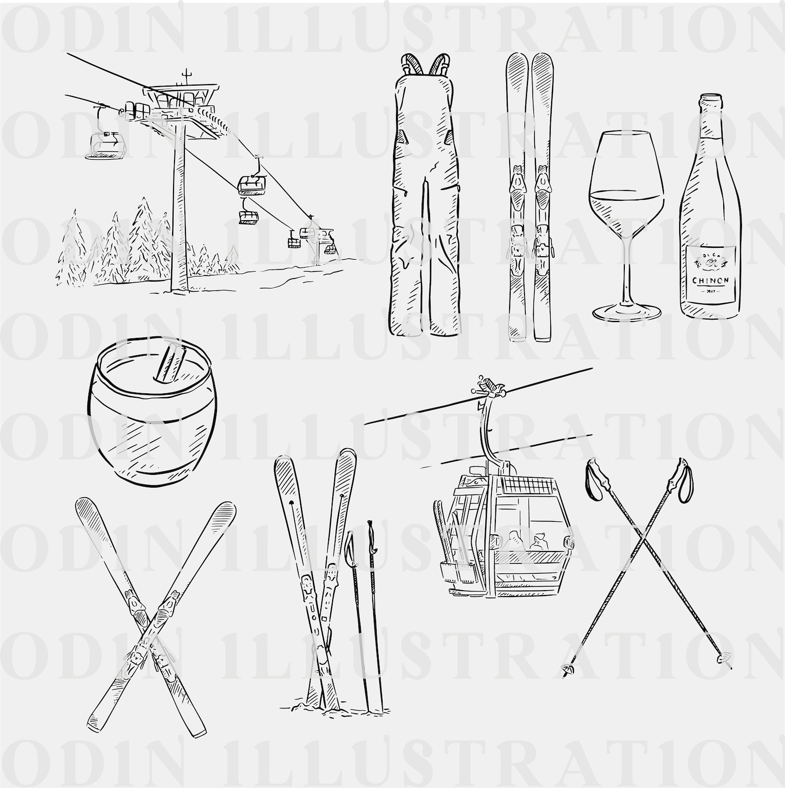 Skiing Holiday Clip Art, Ski Clipart, Apres Ski, Digital Download ...
