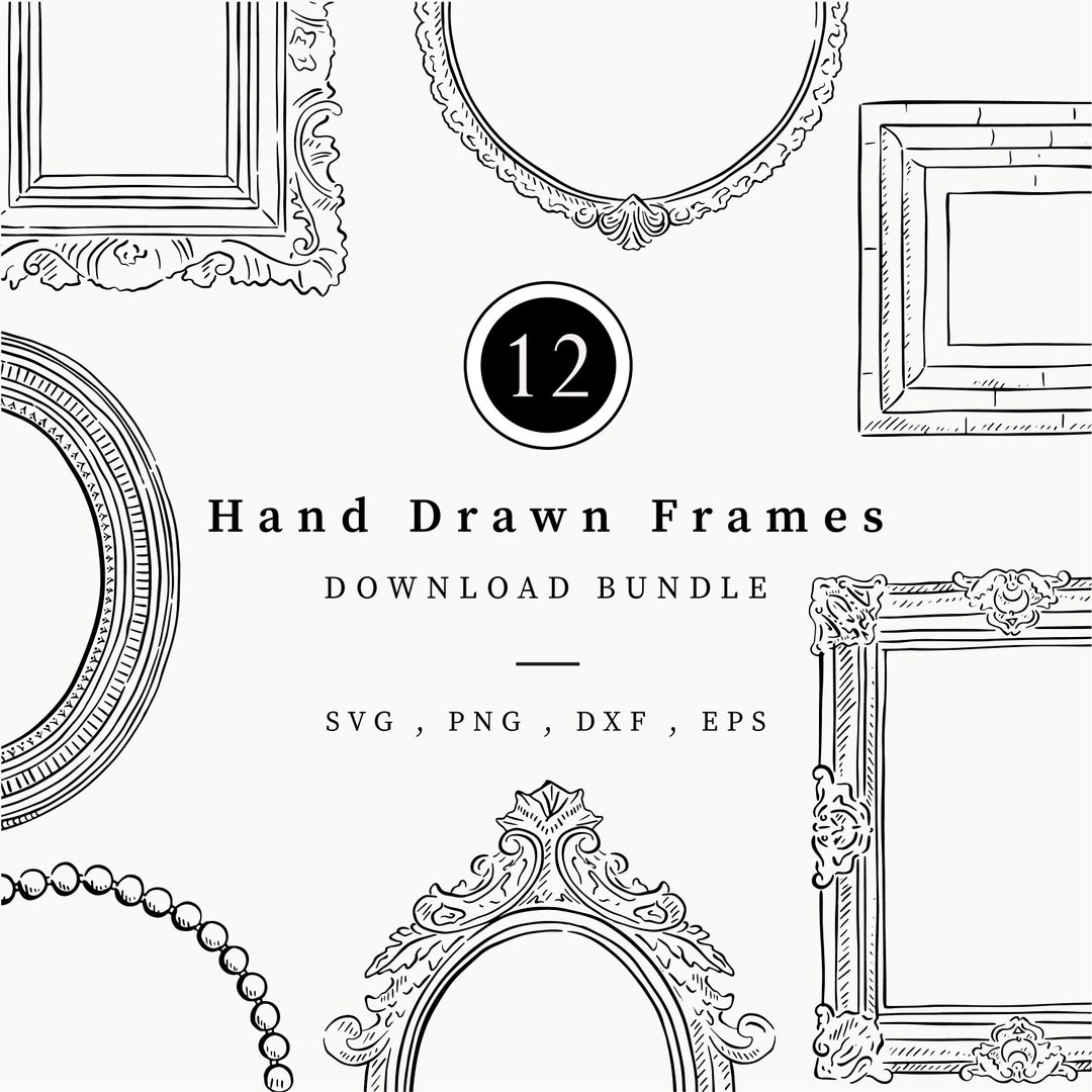 Vintage Frames Clipart, Hand Drawn Frames Clipart, Border Clip Art ...