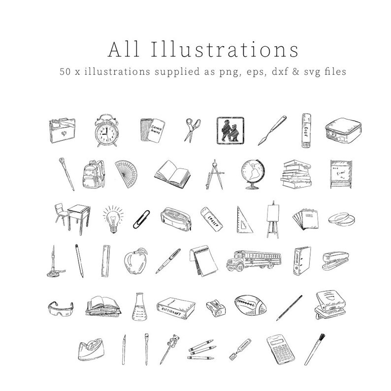 School Black and White Clip Art Vector, Craft Digital Download ...