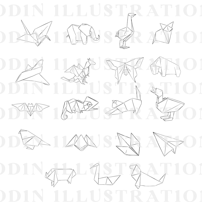 Origami Clip Art, DIY Wedding Sign, Paper Crane Digital Download ...
