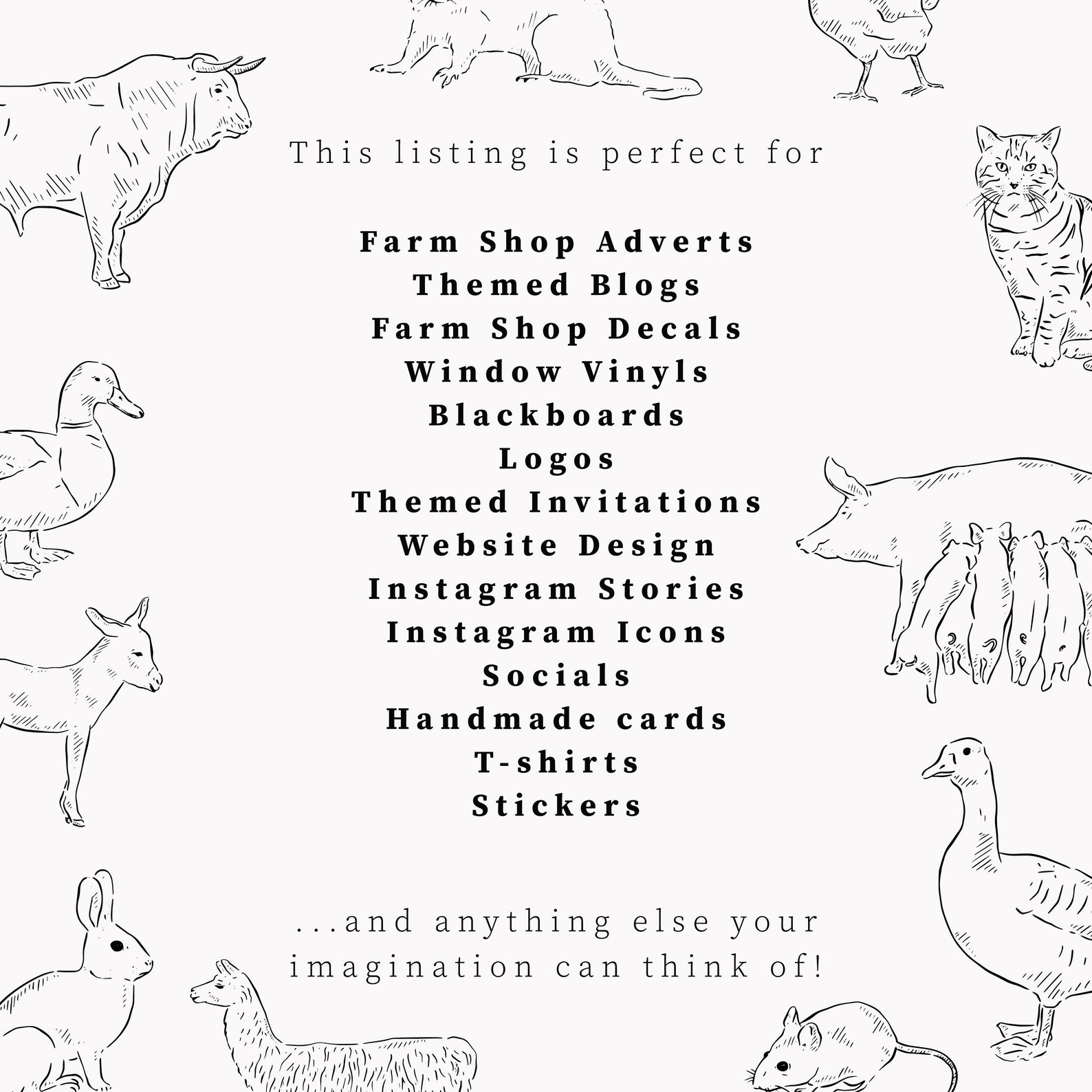 Farm Animal Line Drawn Clipart, 40 Png, Svg, Dxf & Eps Files at 300 Dpi ...