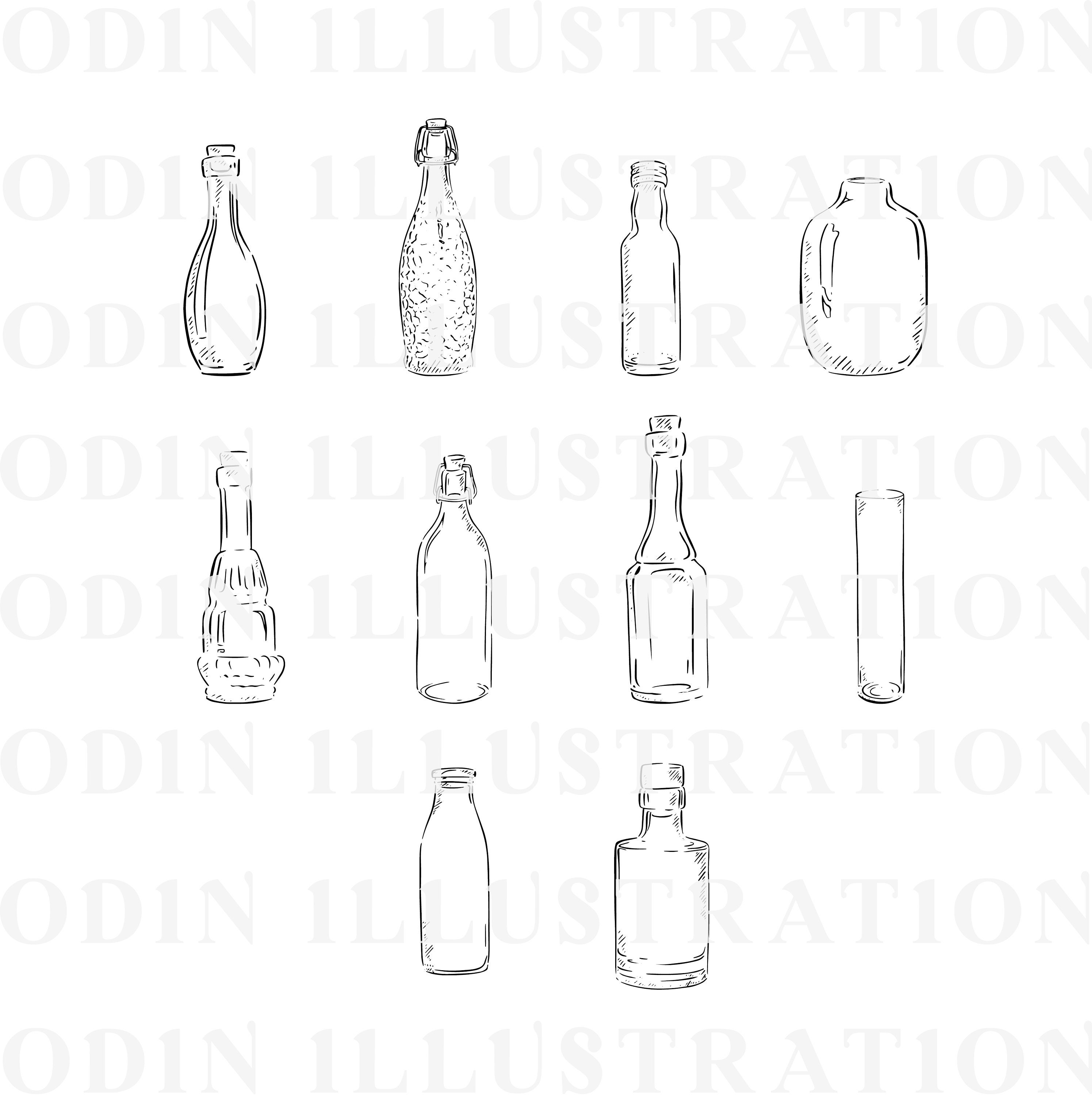 Jars, Bottles and Vessels Elements, 40 Png Svg Clipart Designs, Instant ...