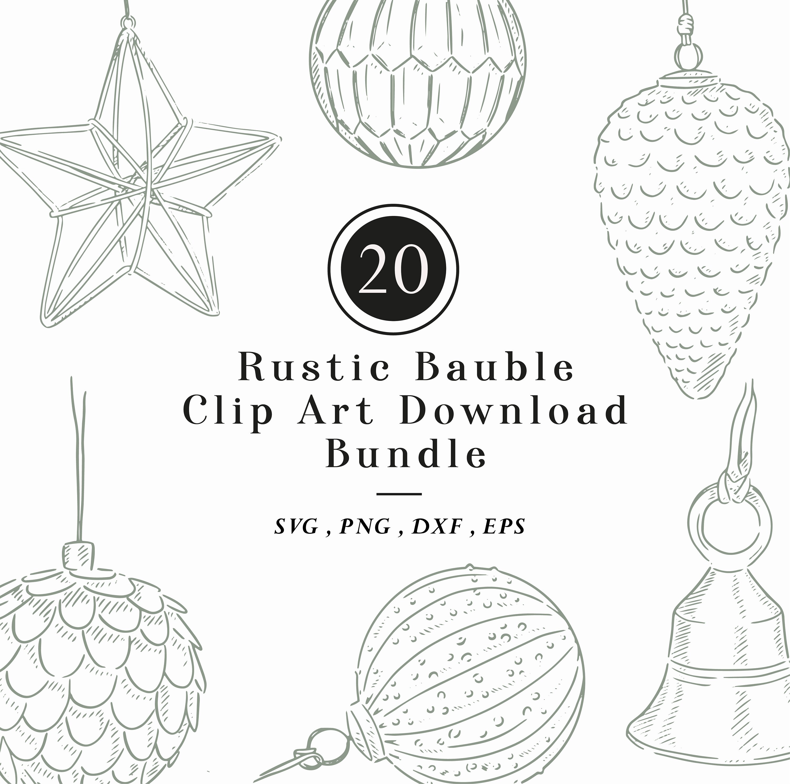 Christmas Bauble Illustrations Instant Download Line Drawings - Etsy